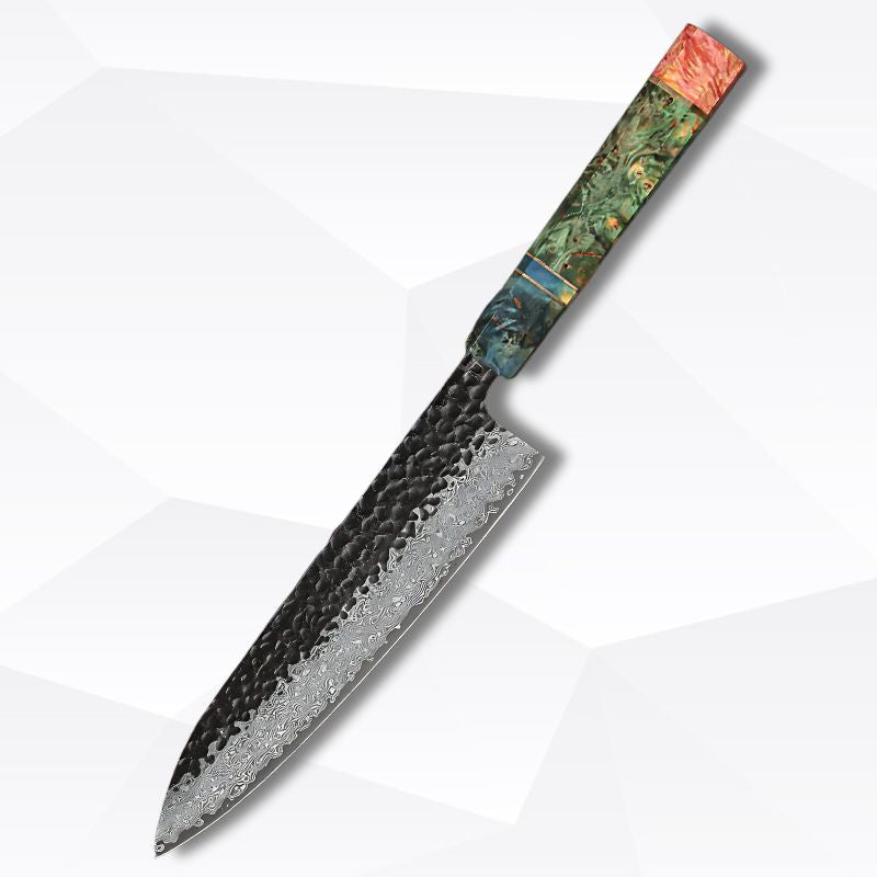 Real Damascus Knife Chef Knife 8" – Unique Pattern – Guri Knife